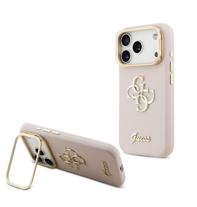 Guess PU Grained 4G Logo Stand Camera Frame Zadní Kryt pro iPhone 17 ...