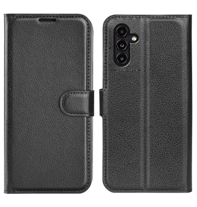 Litchi knížkové pouzdro na Samsung Galaxy A14 4G/5G - černé - Mpouzdra.cz